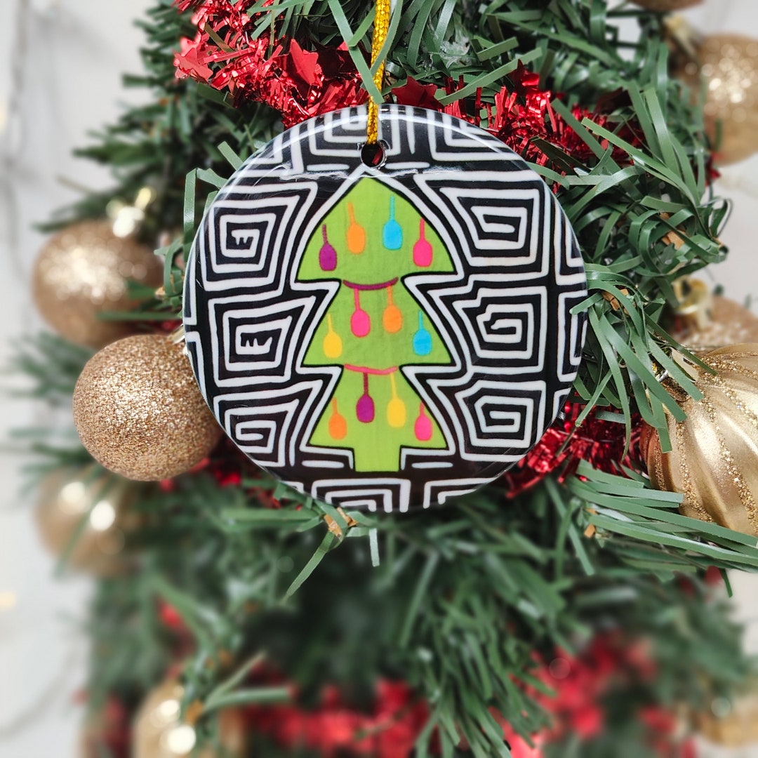 Panama Mola Christmas Tree Ceramic Ornament - Etsy