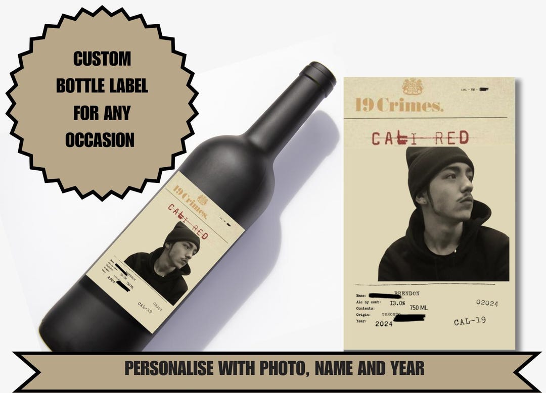 Custom 19 Crimes Bottle Label - Etsy
