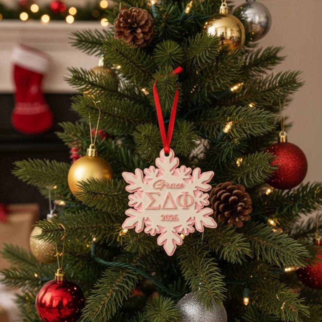 Personalized Sorority Fraternity Christmas Ornament Snowflake Greek ...