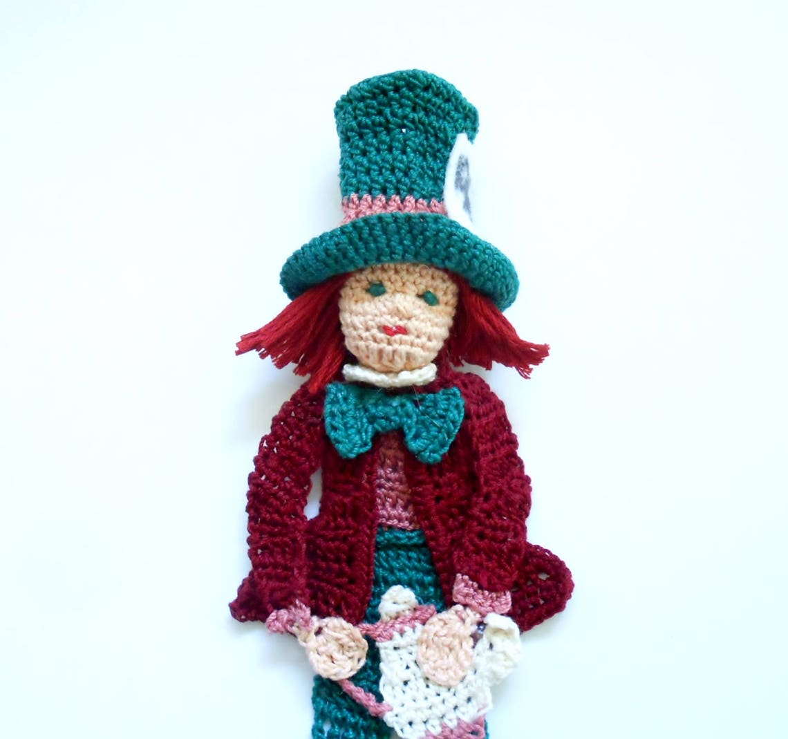 Crochet Pdf Pattern Mad Hatter Bookmark Wall Decor Diy Etsy