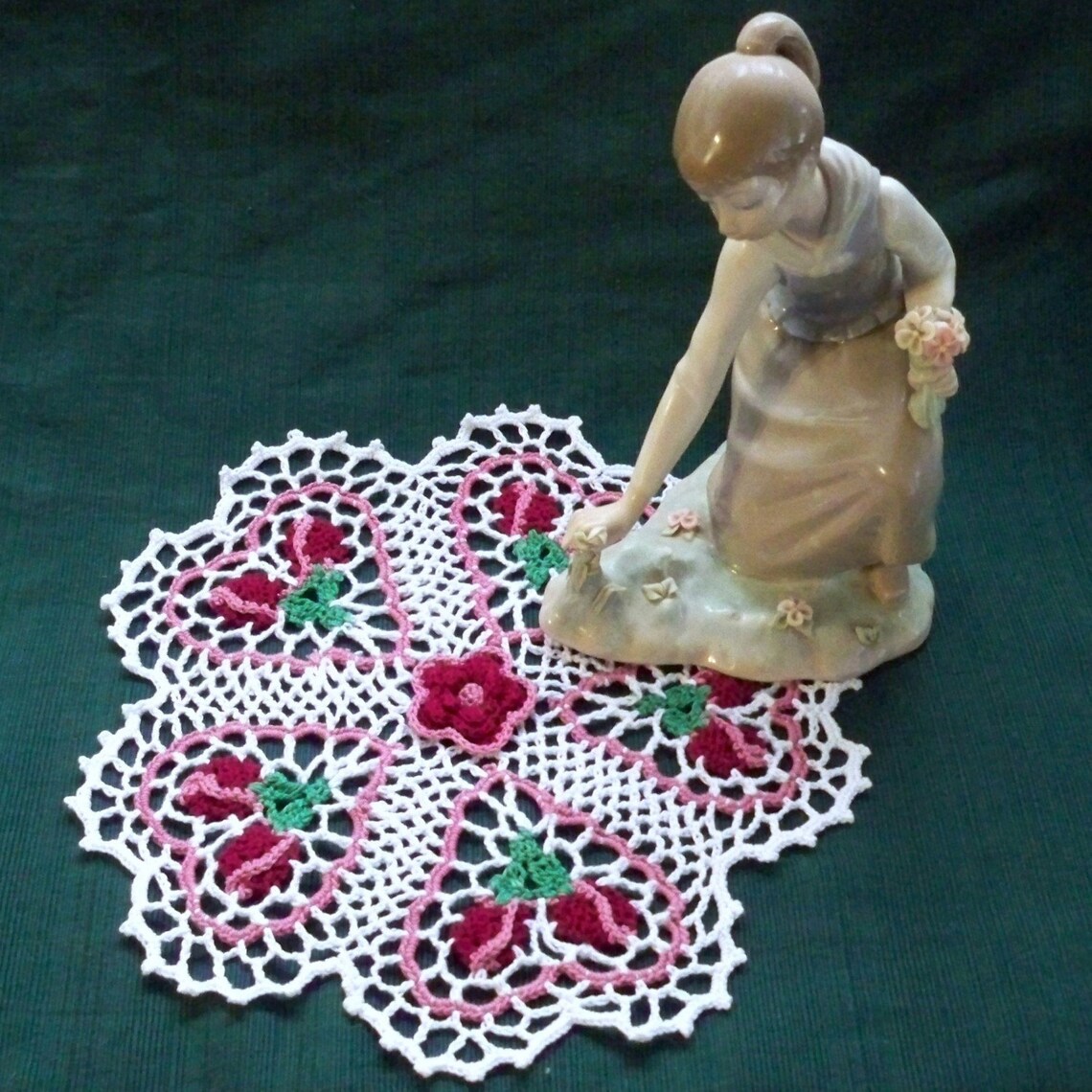 Crochet Doily Pattern: Rose Budding Hearts PDF File Valentine - Etsy