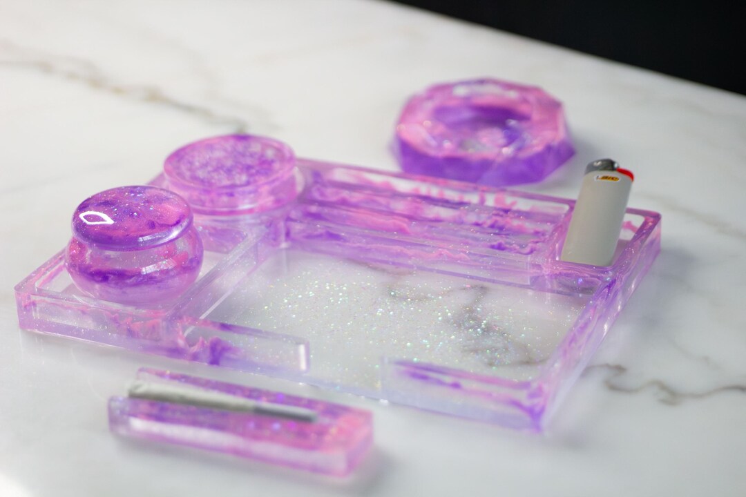 Resin Craft Rolling Tray Set, Unique Pink & Purple Set Includes ...