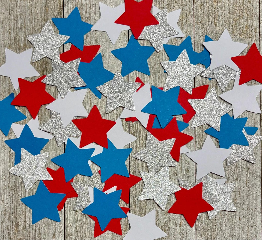 FREE SHIP! 50 Stars Die Cuts! 1.5 Inch, Star Punch Outs, Star Cut Outs ...
