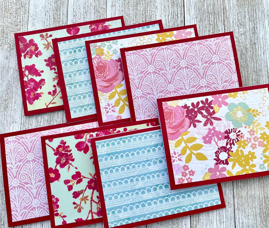 Floral Notecards, 8 Blank Note Cards With Envelopes, Flower Cards ...