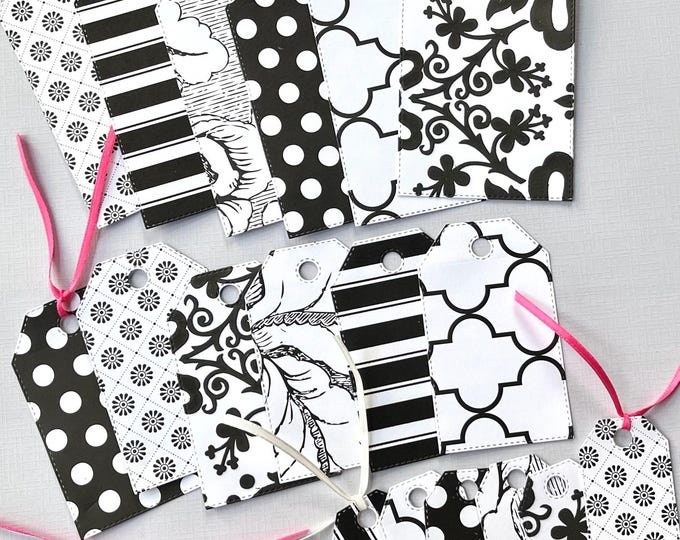 FREE SHIPPING! Set of 18 Die Cut Paper TAGS With Ribbon, Variety Gift ...