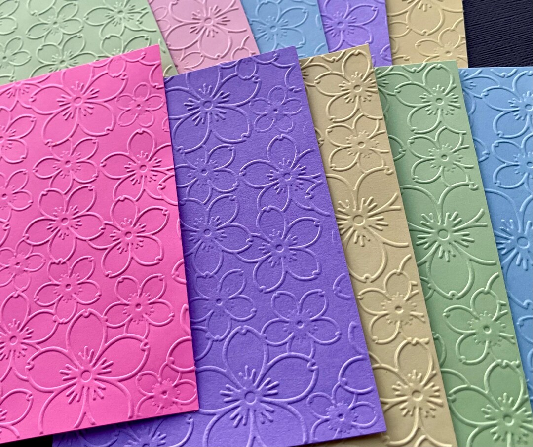 FREE Ship! Set of 10 Floral Pattern 3D Embossed Textured Cardstock ...