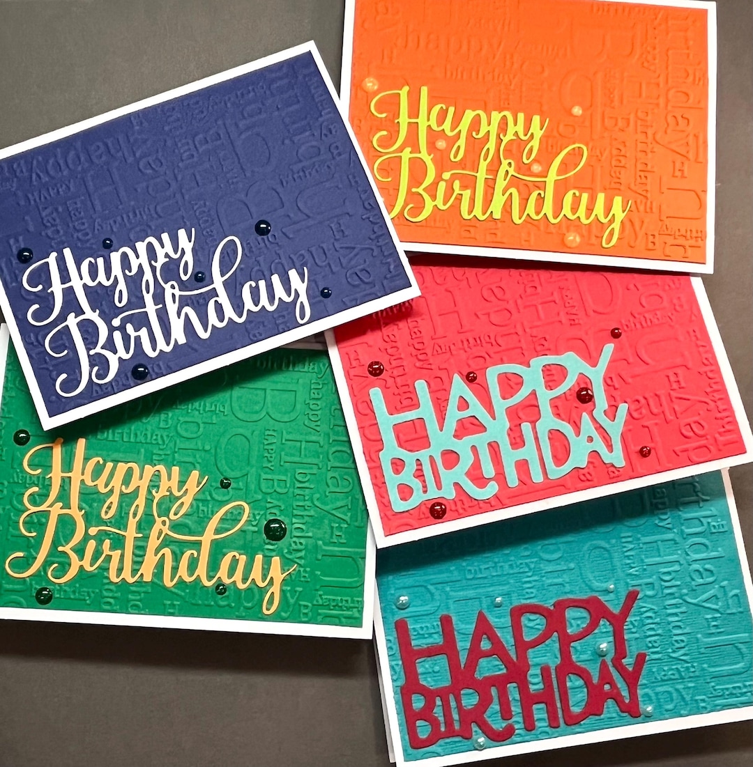 Happy Birthday Notecards, Set of 5 Blank Folded Cards and Envelopes ...