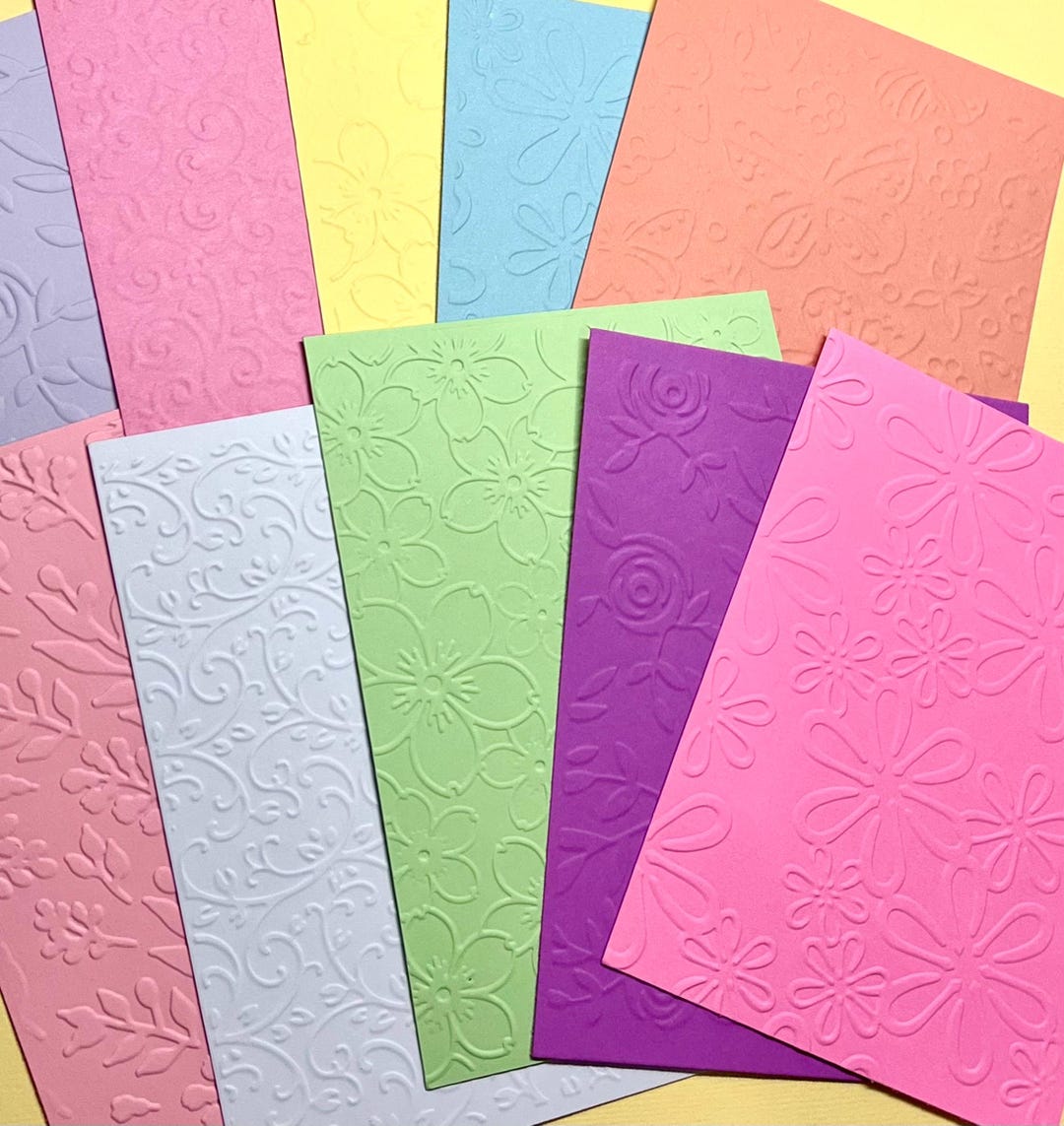 FREE Ship! Set of 10 Spring Floral Embossed Textured Cardstock! 3D ...
