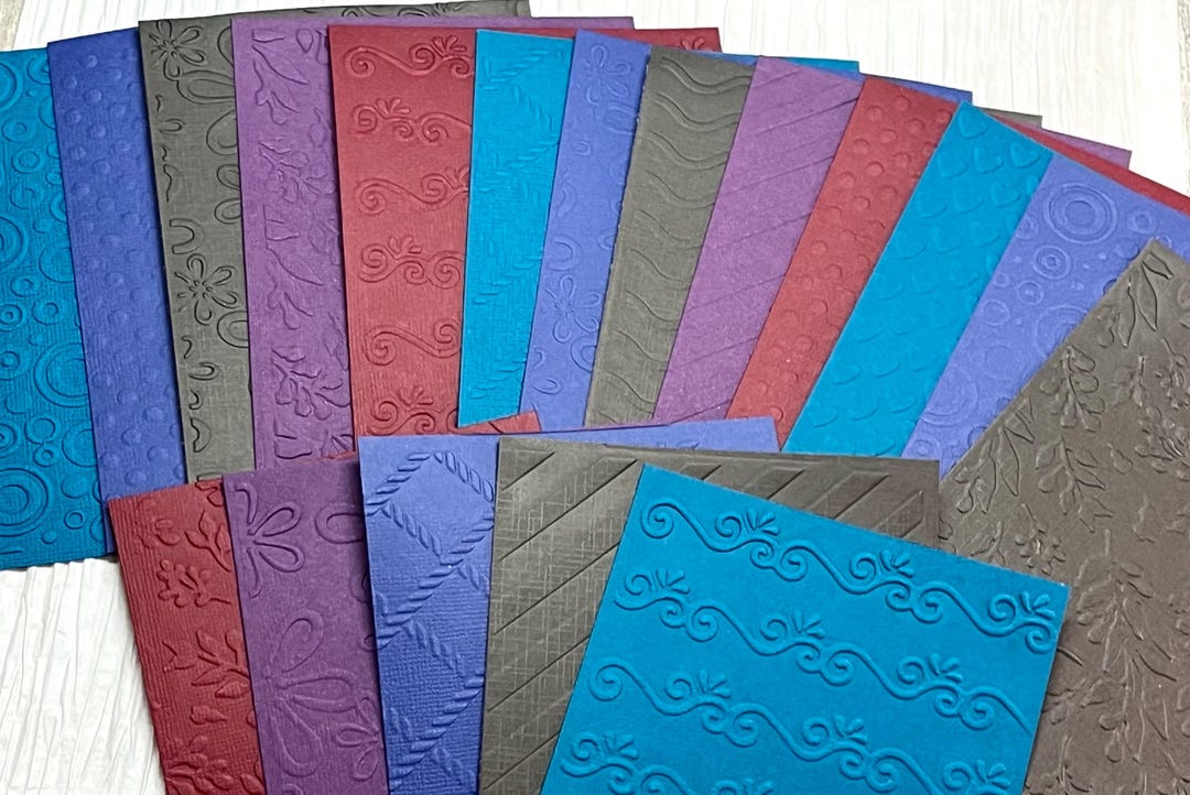 Set of 10 Mixed Pattern 3D Embossed Textured Paper Jewel Cardstock ...