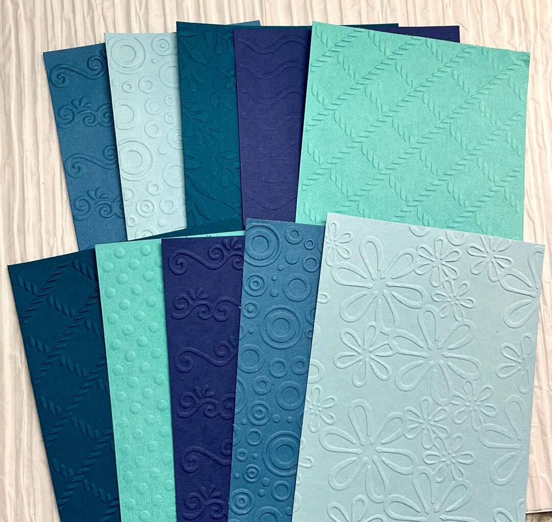 Set of 10 BLUE Mixed Pattern 3D Embossed Textured Paper Cardstock! for ...