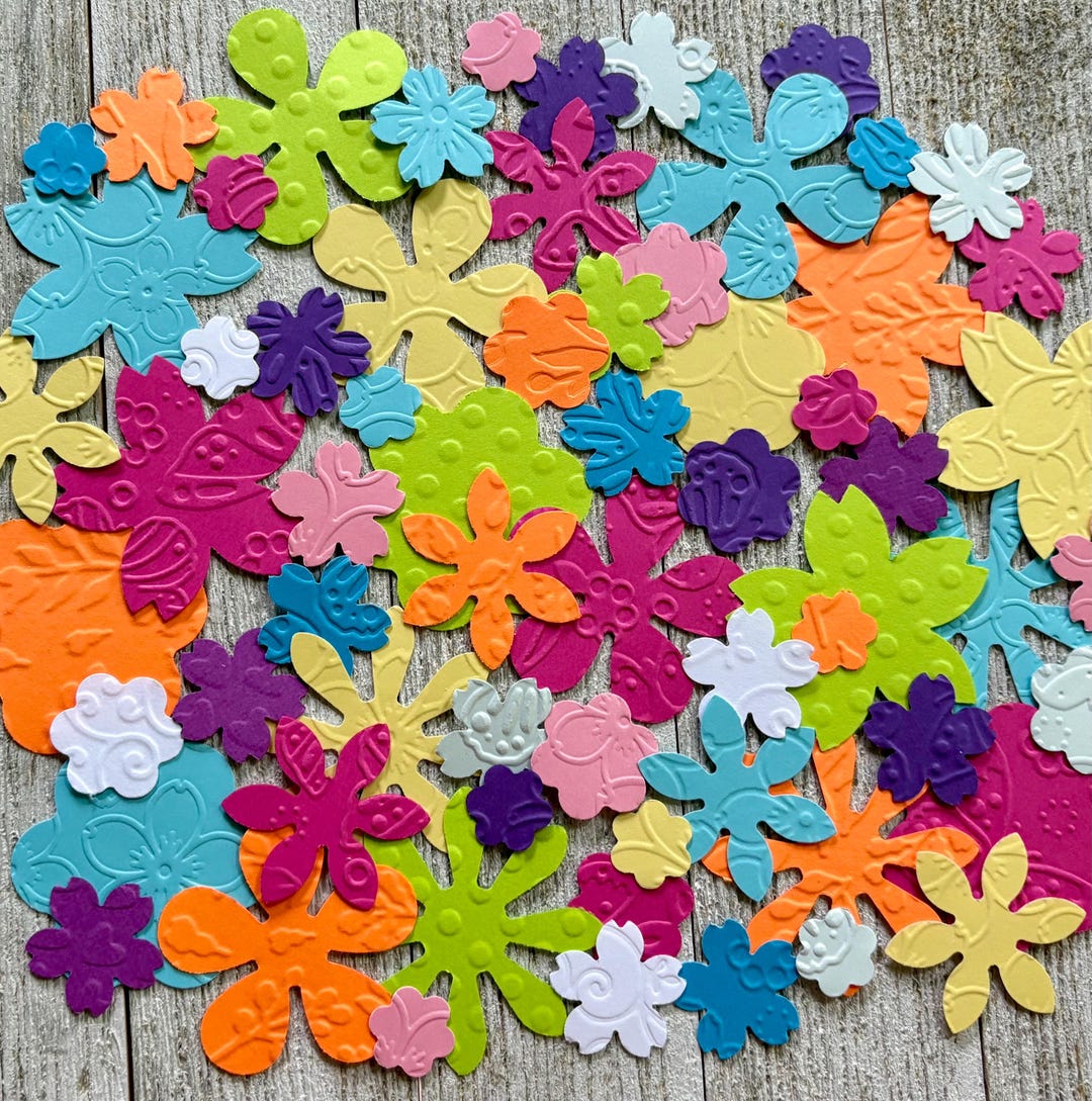 FREE SHIPPING! 35 Embossed Flowers, Flower Die Cuts, Paper Punches ...