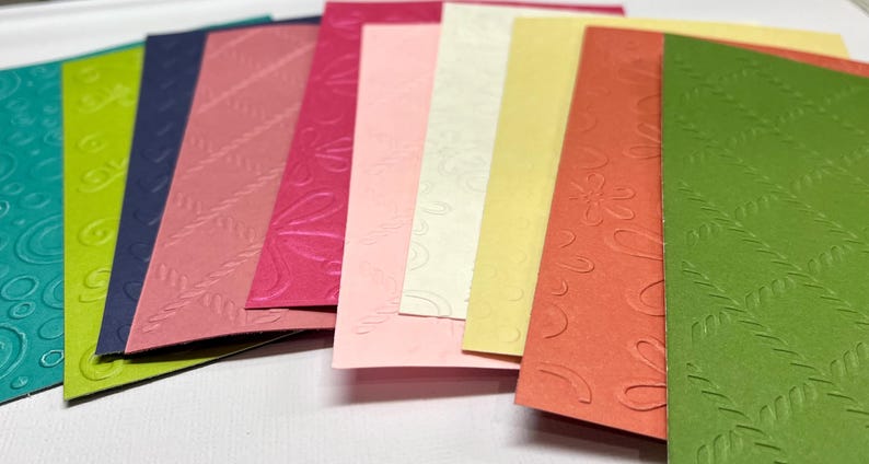 Set of 10 Mixed Pattern 3D Embossed Textured Color Paper Cardstock ...