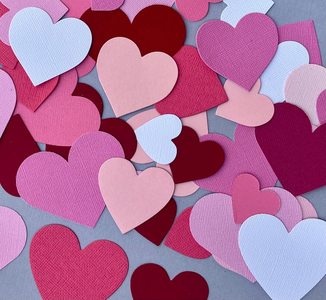 FREE SHIP! 40 Paper Hearts, Heart Die Cuts, Valentine's Day, Crafting ...