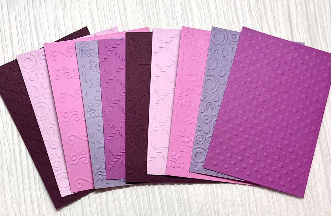 Set of 10 Mixed Pattern 3D Embossed Textured Paper Pink Cardstock! for ...