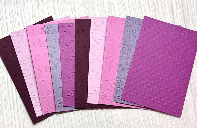 Set of 10 Mixed Pattern 3D Embossed Textured Paper Pink Cardstock! for ...