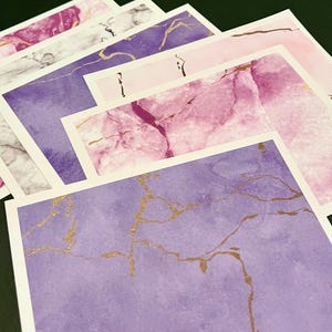 Marble Notecards, 6 Blank Flat Cards and Envelopes, 4 Marble Designs ...