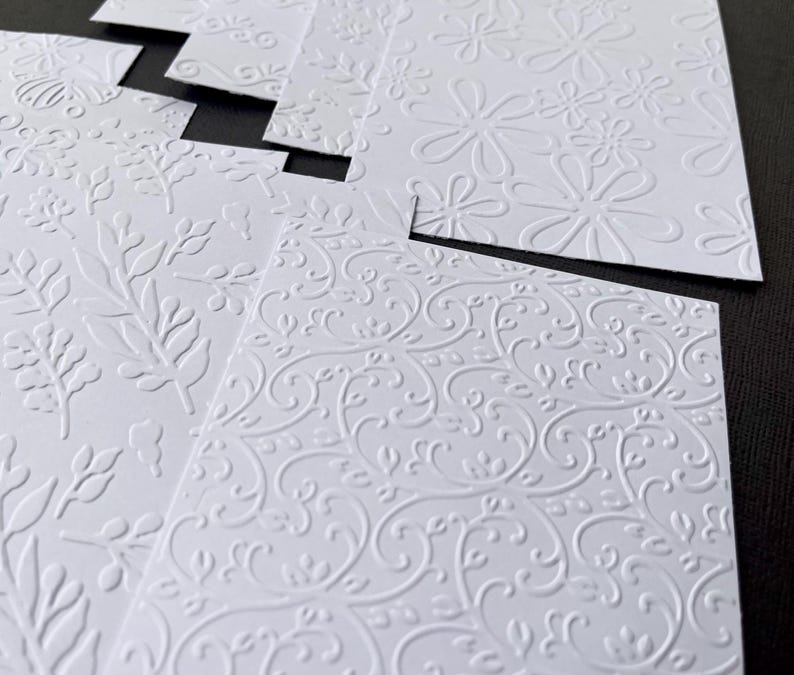 Set of 10 White Mixed Pattern 3D Embossed Textured Paper Cardstock! for ...
