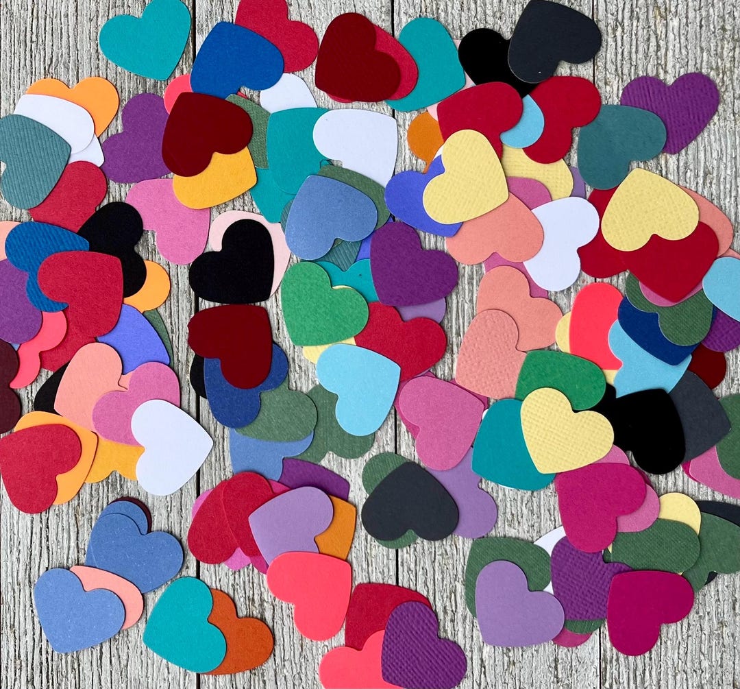 FREE SHIP! 75 Paper Hearts, Heart Die Cuts, 1" Paper Embellishments ...
