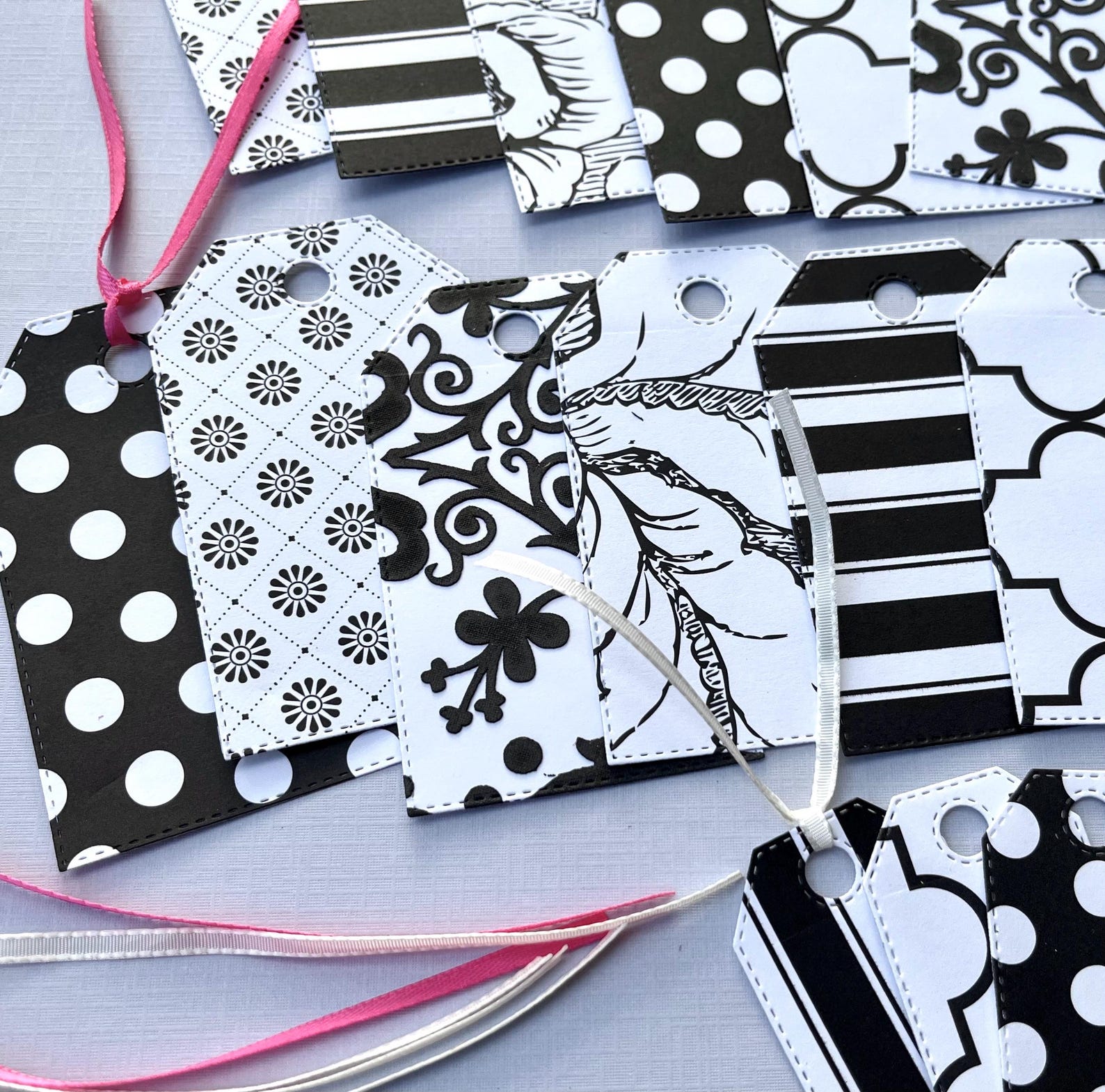 FREE SHIPPING! Set of 18 Die Cut Paper TAGS With Ribbon, Variety Gift ...