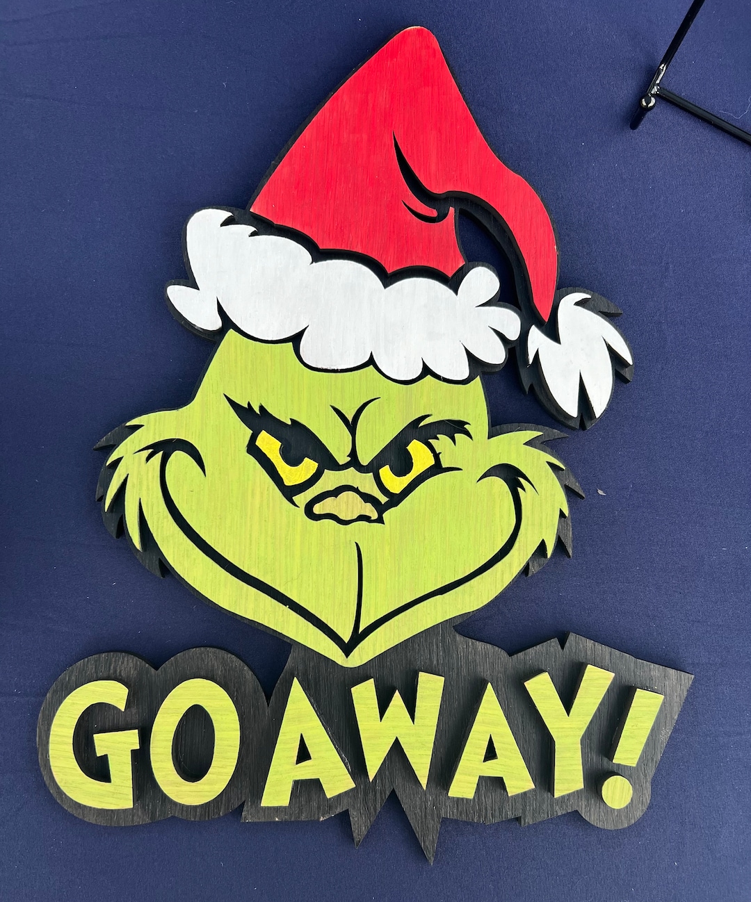 Go Away Grinch Wooden Door Sign | 3D Holiday Decor | Handcrafted ...