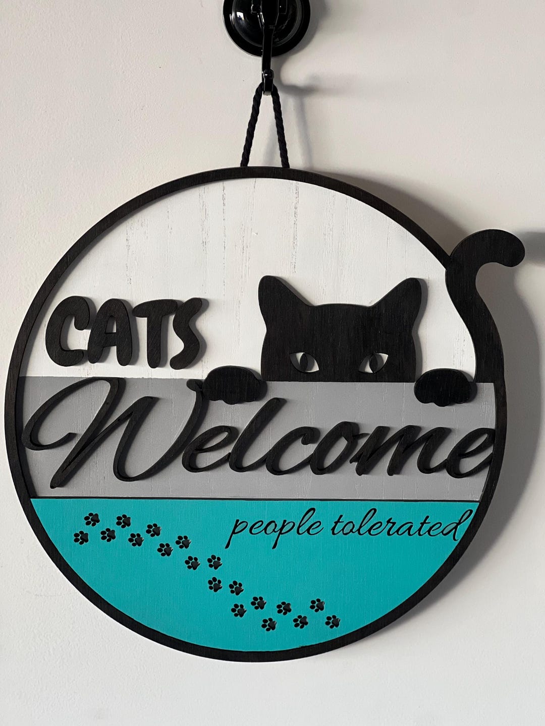 Cat Lover's Door Sign | Cat's Welcome, People Tolerated - Etsy