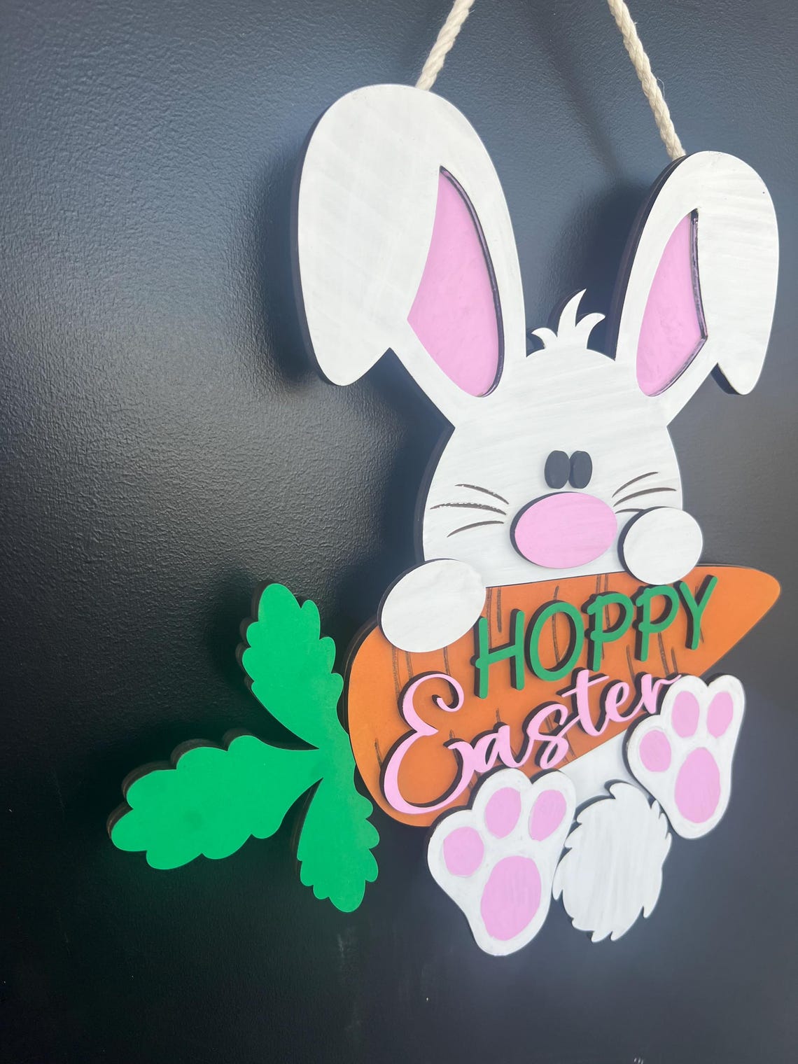 Hoppy Easter Bunny Sign | Handmade Spring Decor With 3D Carrot ...