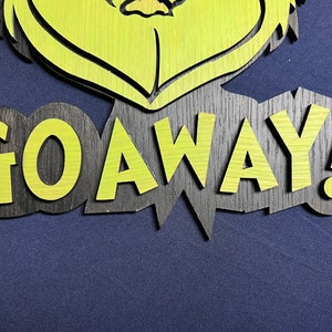 Go Away Grinch Wooden Door Sign | 3D Holiday Decor | Handcrafted ...