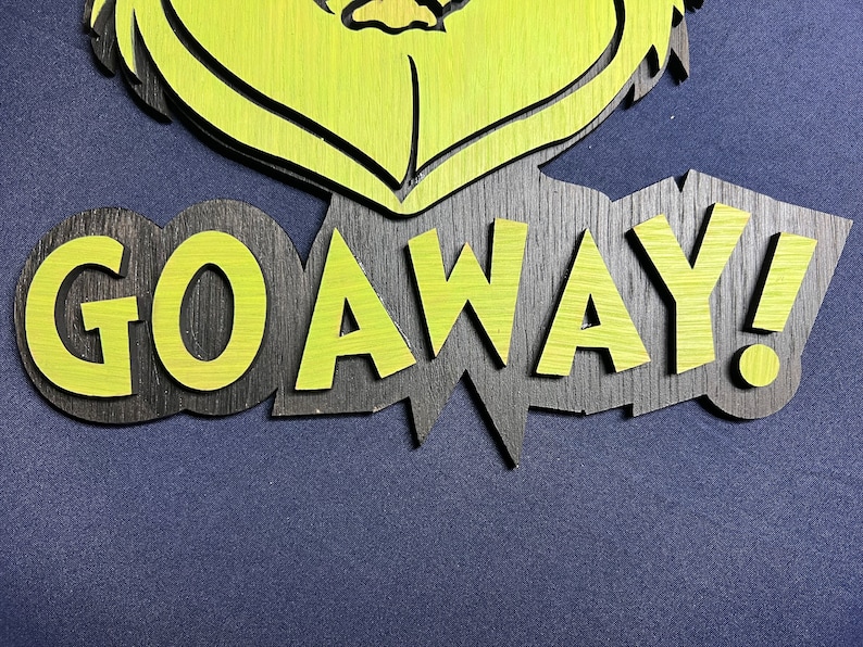Go Away Grinch Wooden Door Sign | 3D Holiday Decor | Handcrafted ...