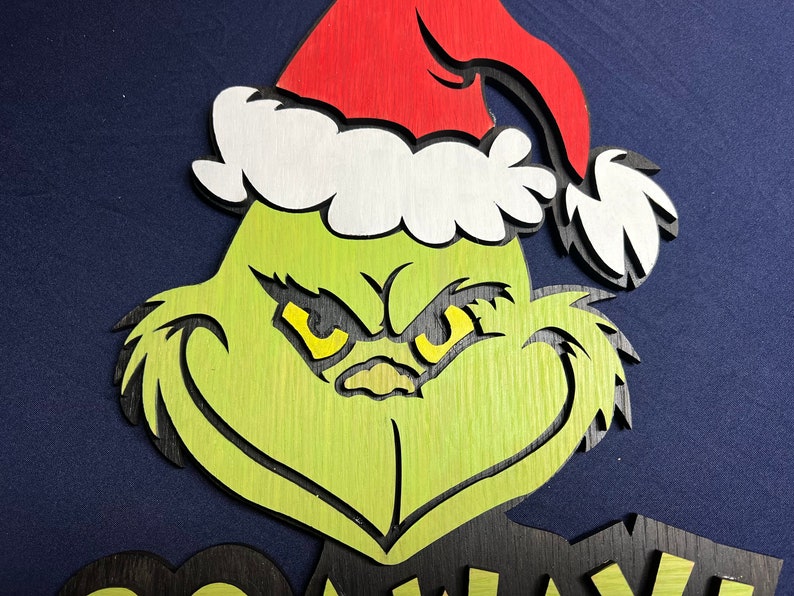 Go Away Grinch Wooden Door Sign | 3D Holiday Decor | Handcrafted ...