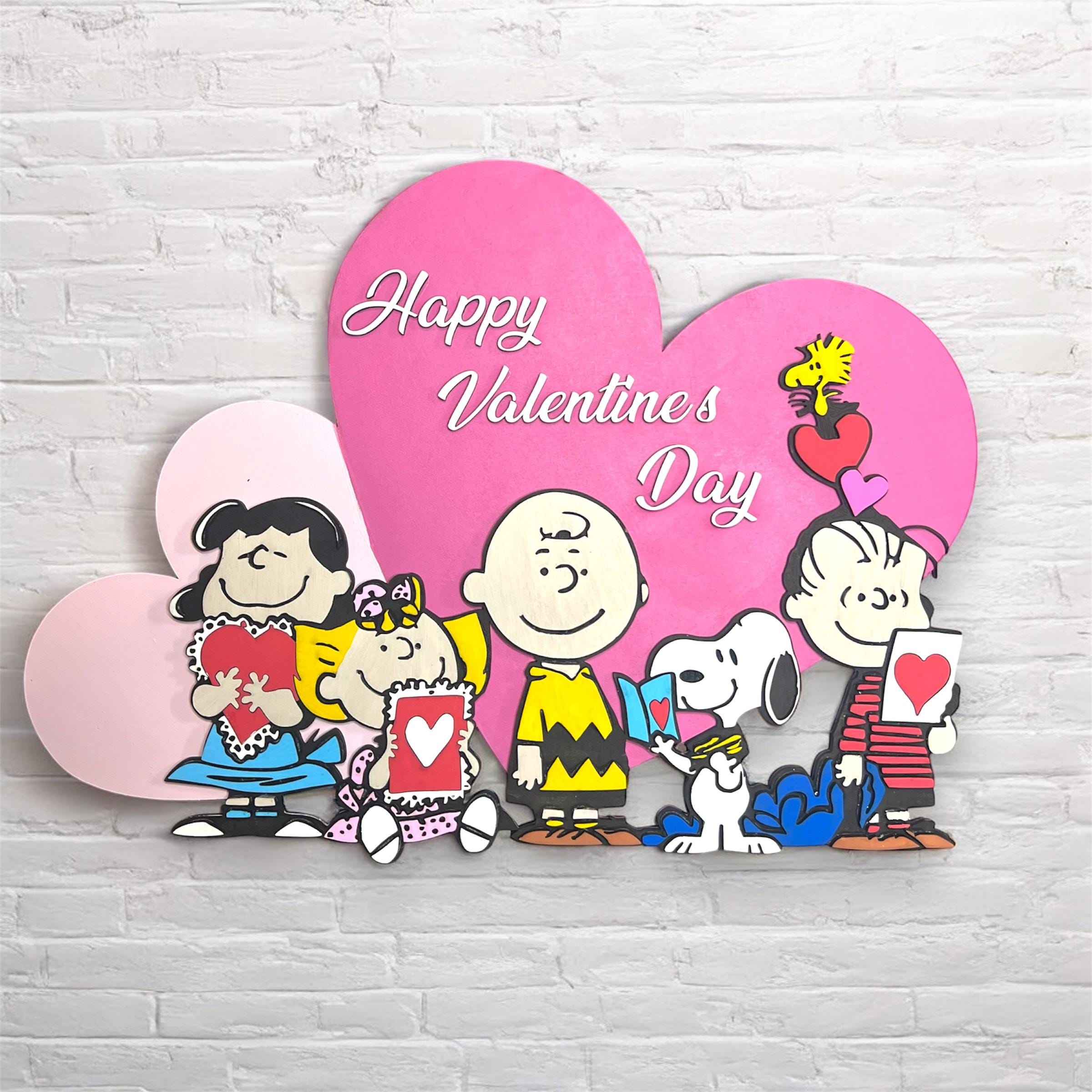 Peanuts Gang Wooden Door Sign | Handcrafted Valentine’s Day Décor ...