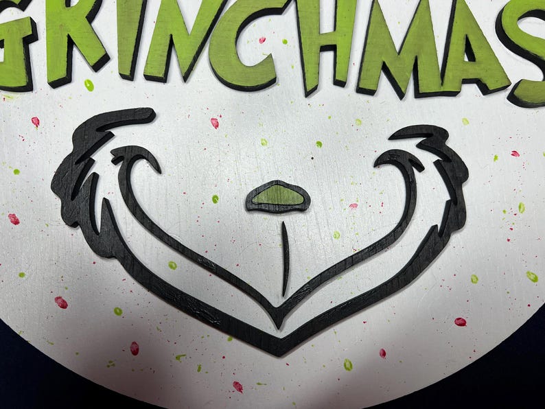 Merry Grinchmas Door Sign | 3D Wooden Holiday Decor | Fun Grinch Grin ...