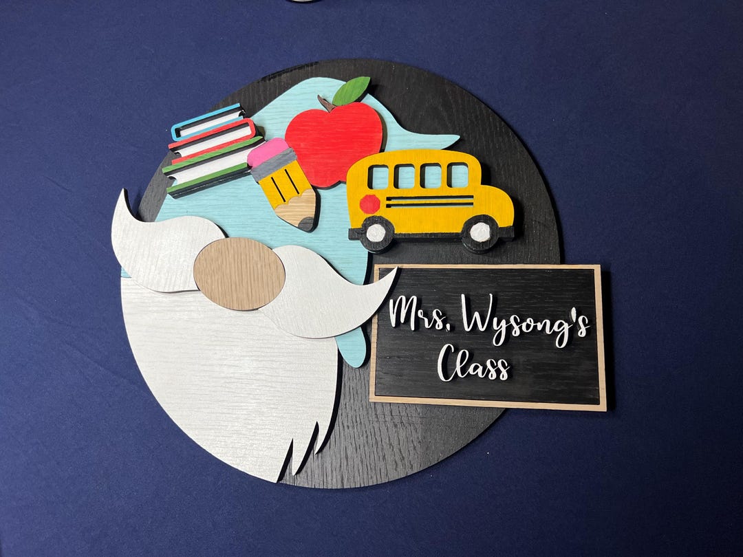 3D Gnome Teacher Door Sign | Custom Nameplate, Colorful Classroom Decor ...