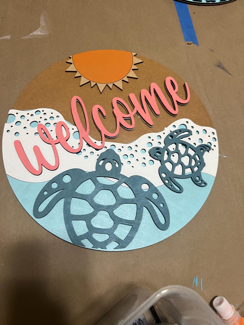 Sea Turtle Sign | Welcome Beach Sign| Handcrafted Wooden Decor With ...