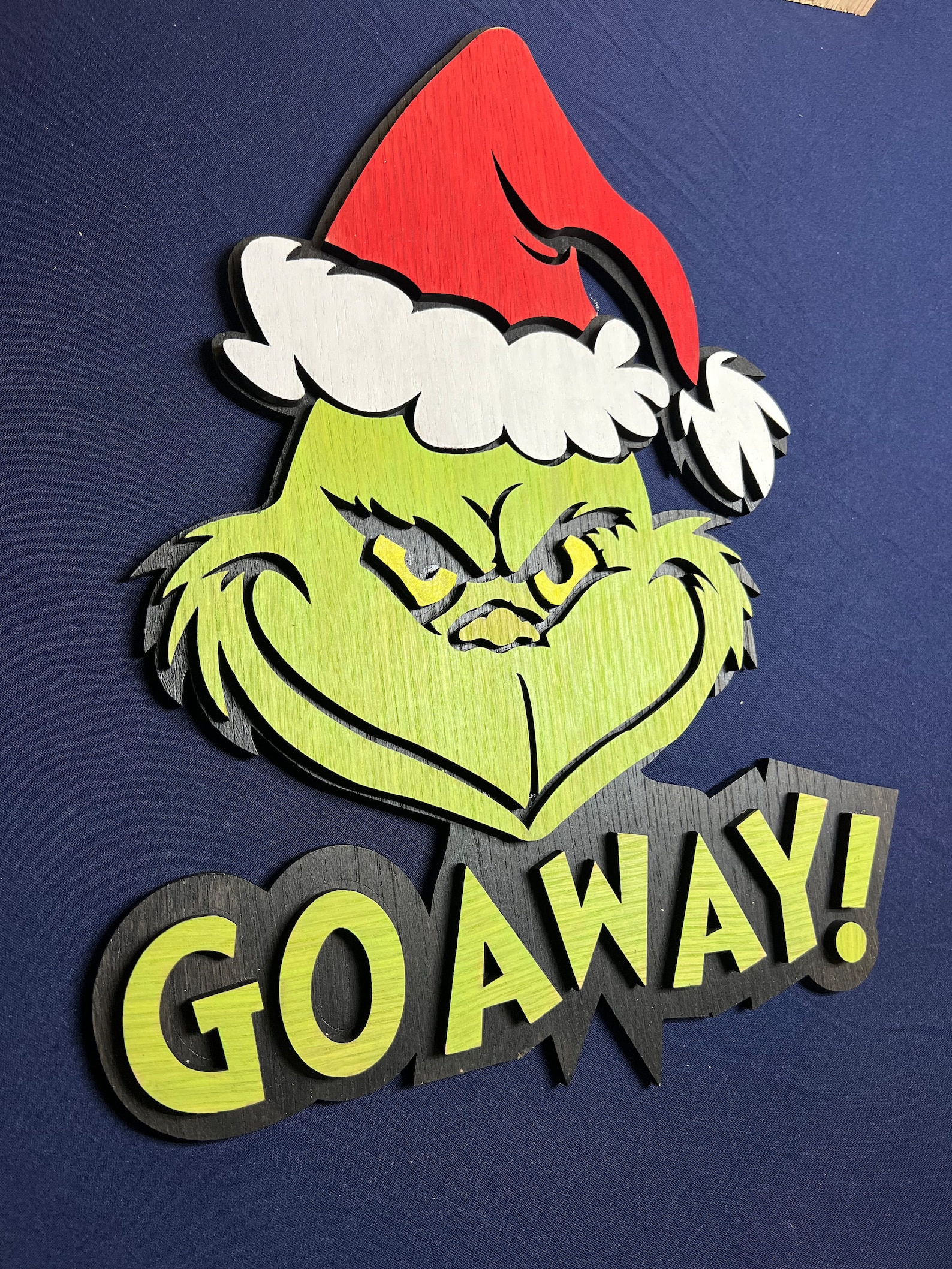 Go Away Grinch Wooden Door Sign | 3D Holiday Decor | Handcrafted ...