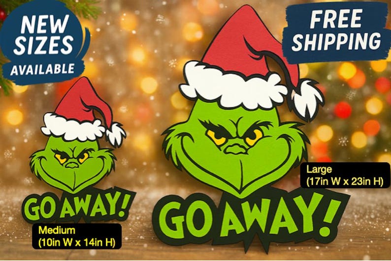 Go Away Grinch Wooden Door Sign | 3D Holiday Decor | Handcrafted ...