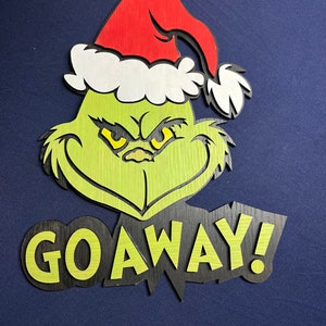 Go Away Grinch Wooden Door Sign | 3D Holiday Decor | Handcrafted ...