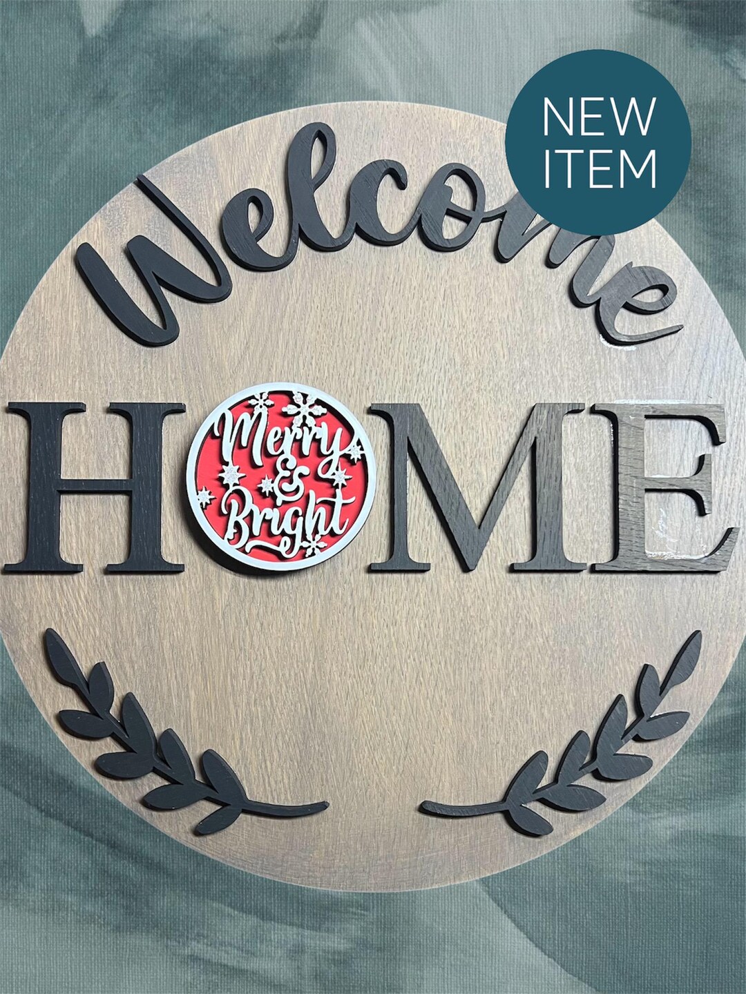 3D Welcome Home Wooden Door Sign With Interchangeable Seasonal Discs ...