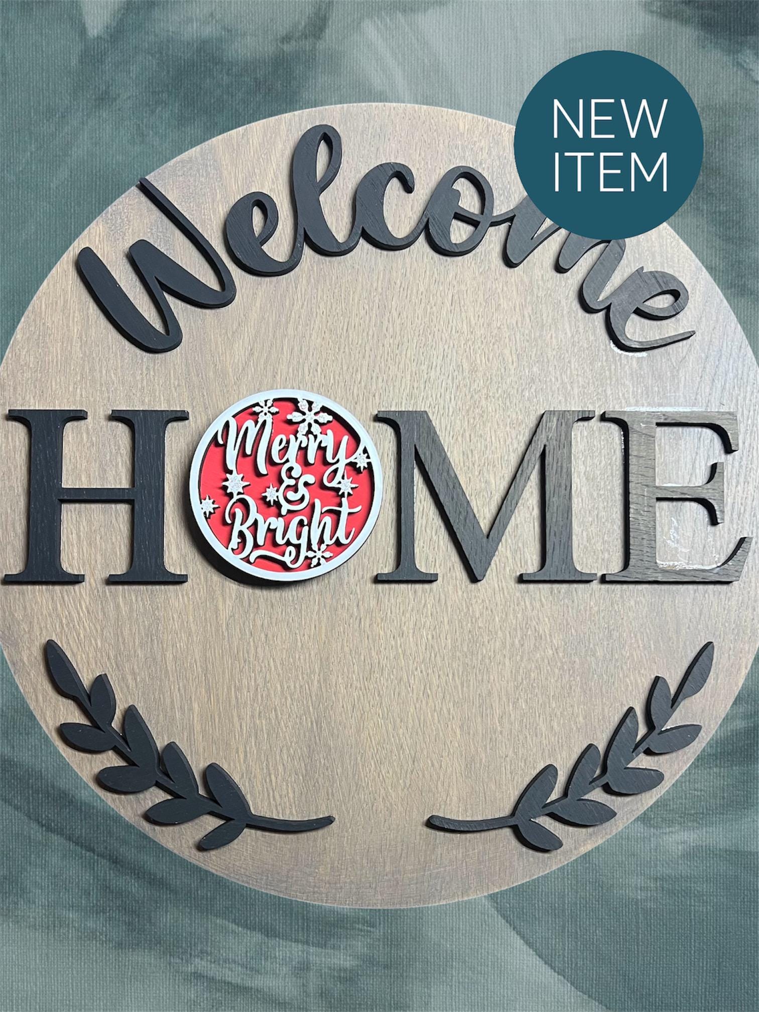 3D Welcome Home Wooden Door Sign With Interchangeable Seasonal Discs ...