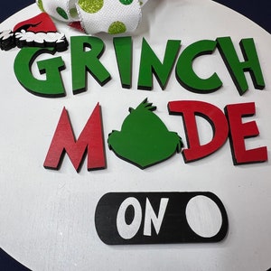 Grinch Mode on Wooden Door Sign | 3D Holiday Decor With Toggle Switch ...