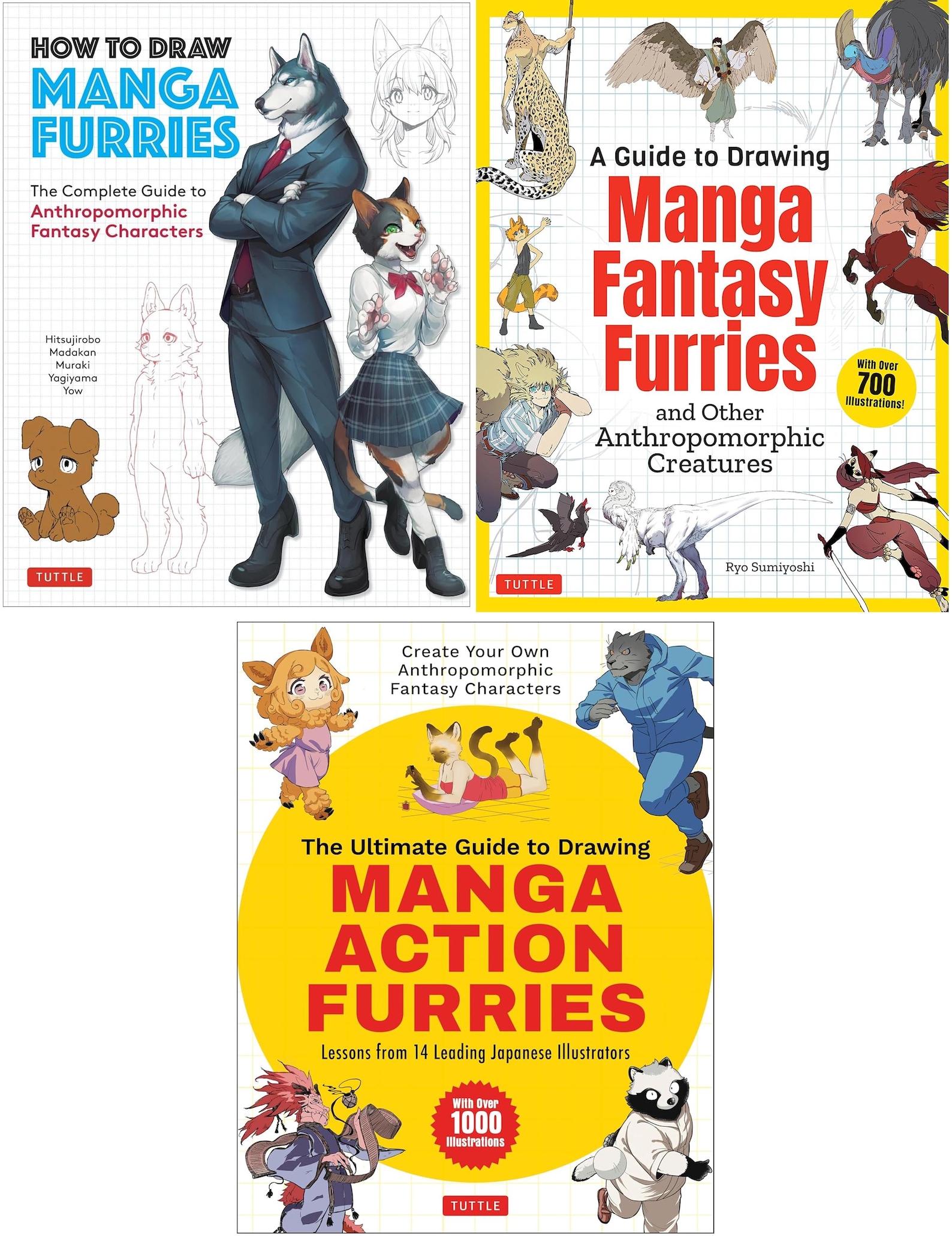 Bundle 3 How to Draw Manga Furries , Drawing Fantasy Furry & Action ...