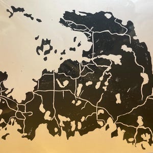 Handprinted Detailed Drummond Island Map Linoleum Print - Etsy