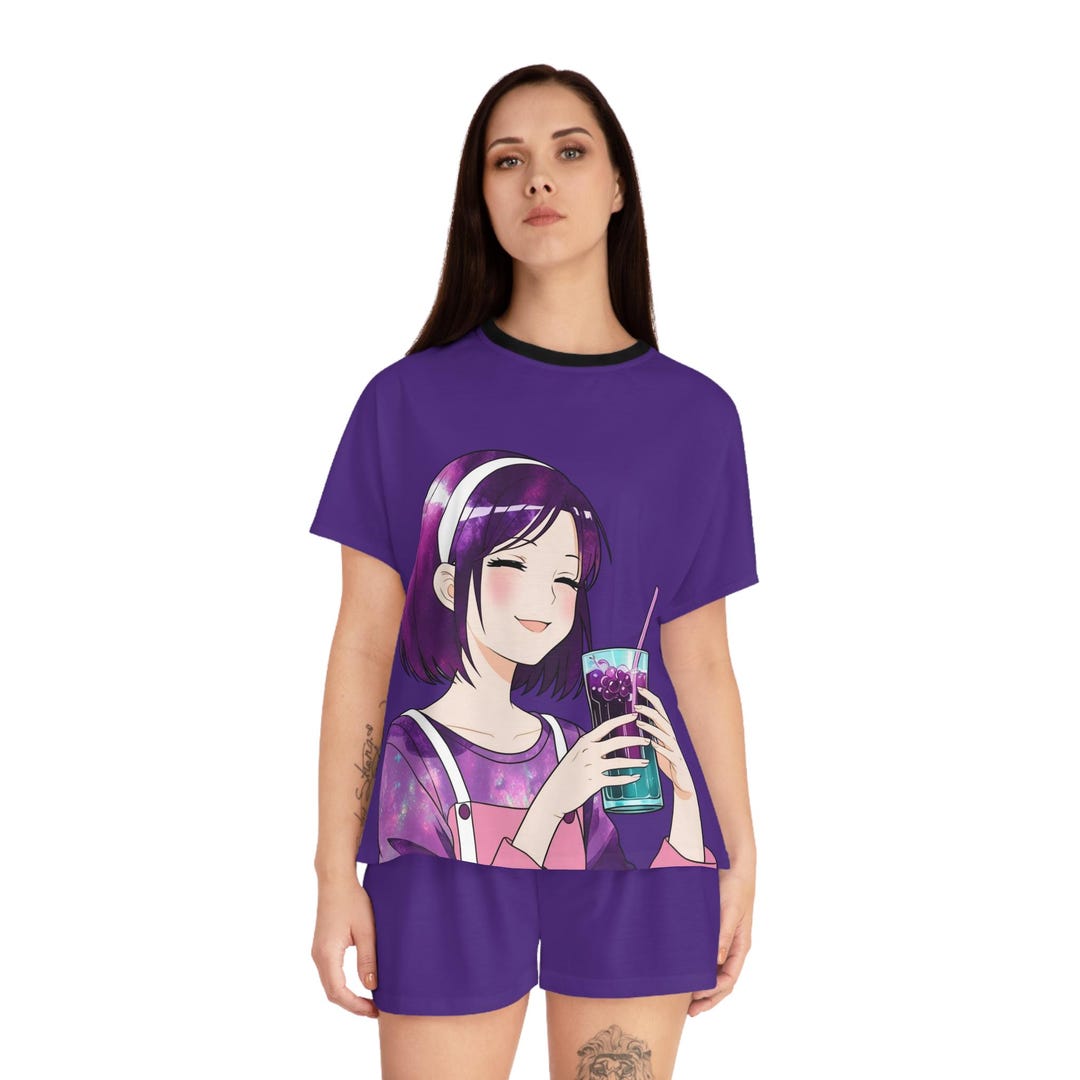 Pajama Set, Anime Grape Soda, Kawaii Sleepwear, Women's Lounge Wear ...