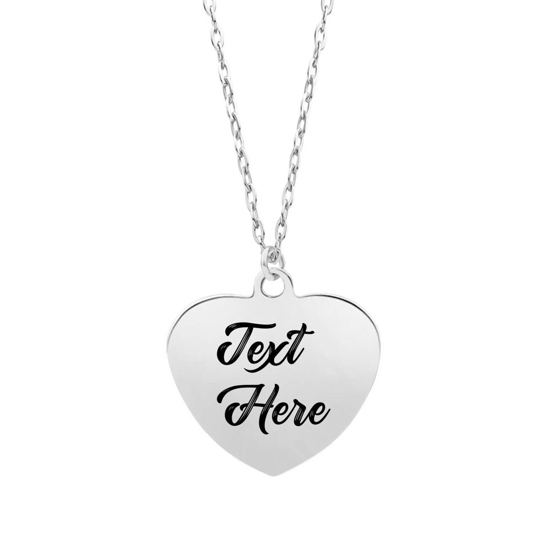 Personalized Engraved Stainless Steel Heart Pendant Necklace ...