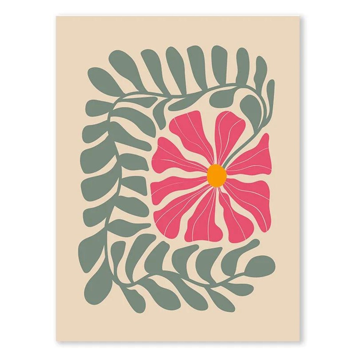 Abstract Botanical Wave Flower Poster Vintage Vibrant Colour Wall Art ...