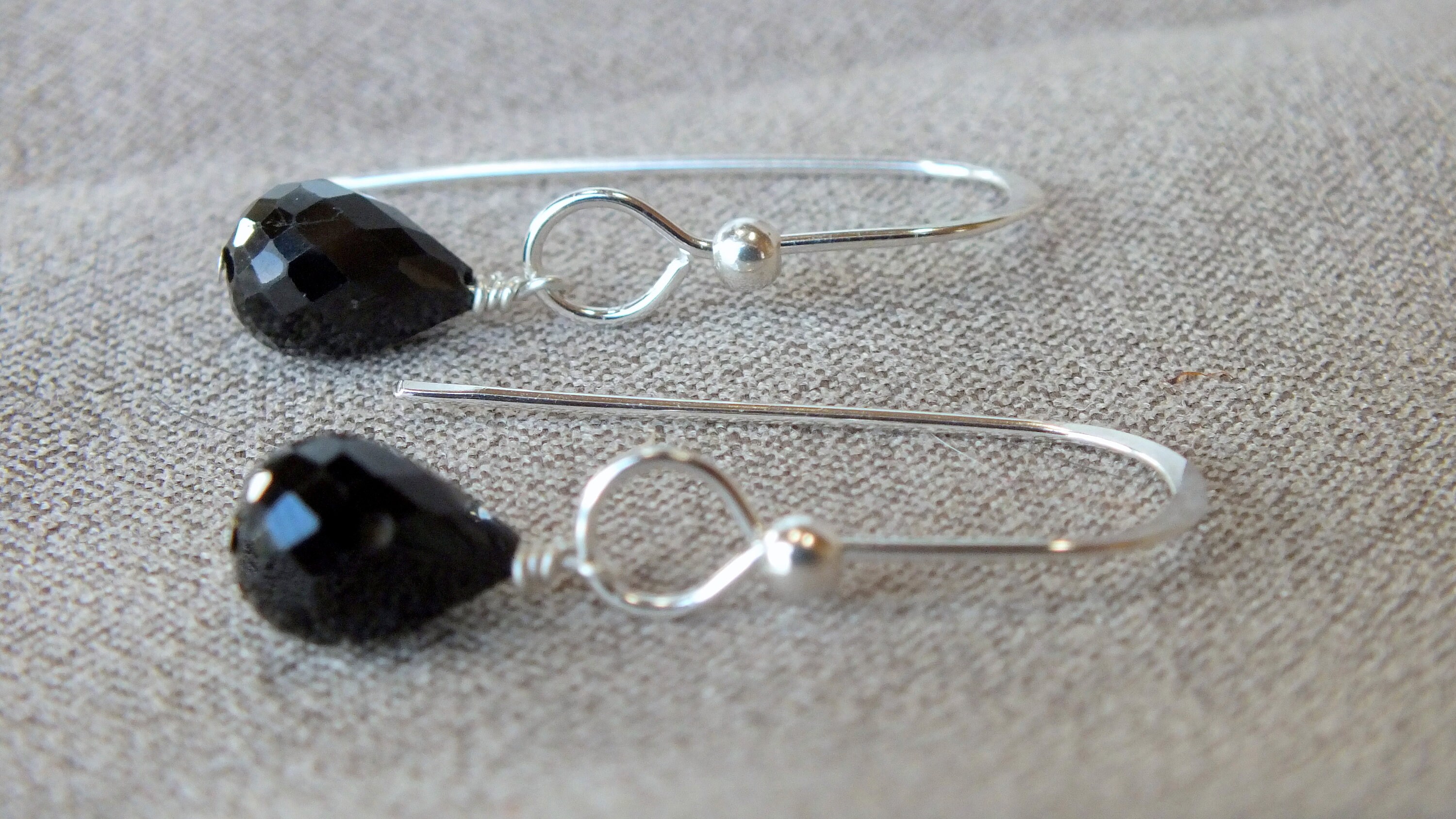 Black Spinel Sterling Silver Earrings. Modern Contemporary - Etsy