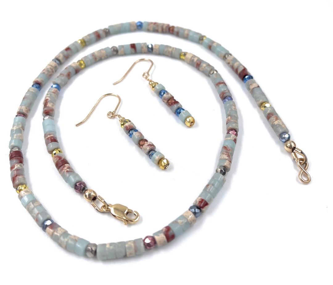 Jasper Starry Night Necklace and Earring Set 14K Gold Fill - Etsy