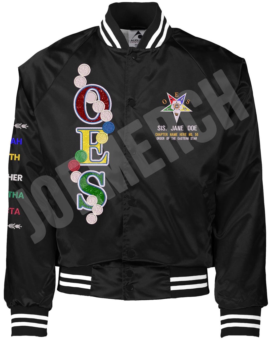 Custom Embroidered Stylish OES Order of the Eastern Star Satin Bomber ...