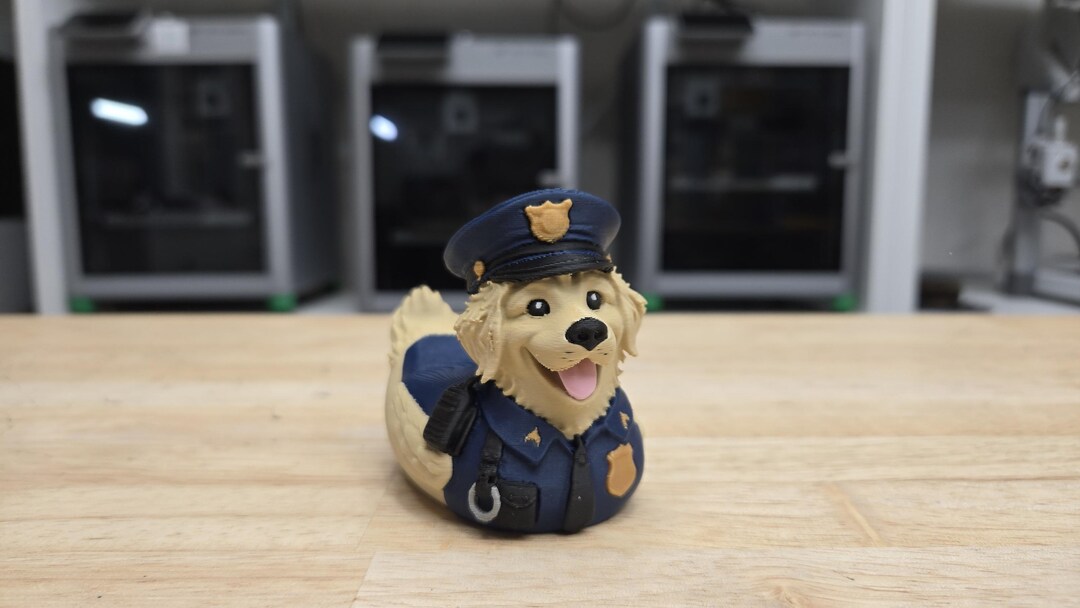 3D Printed Golden Retriever Police Duck | Dog Duck Figurine - Etsy