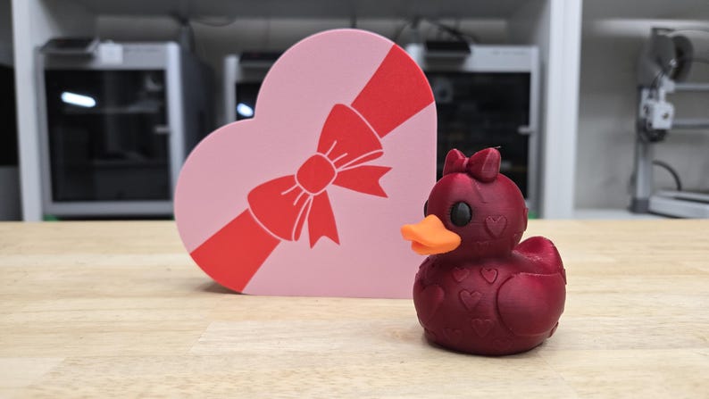 3D Printed Valentine's Day Duck | Heart Duck Figurine | Valentine Gift ...