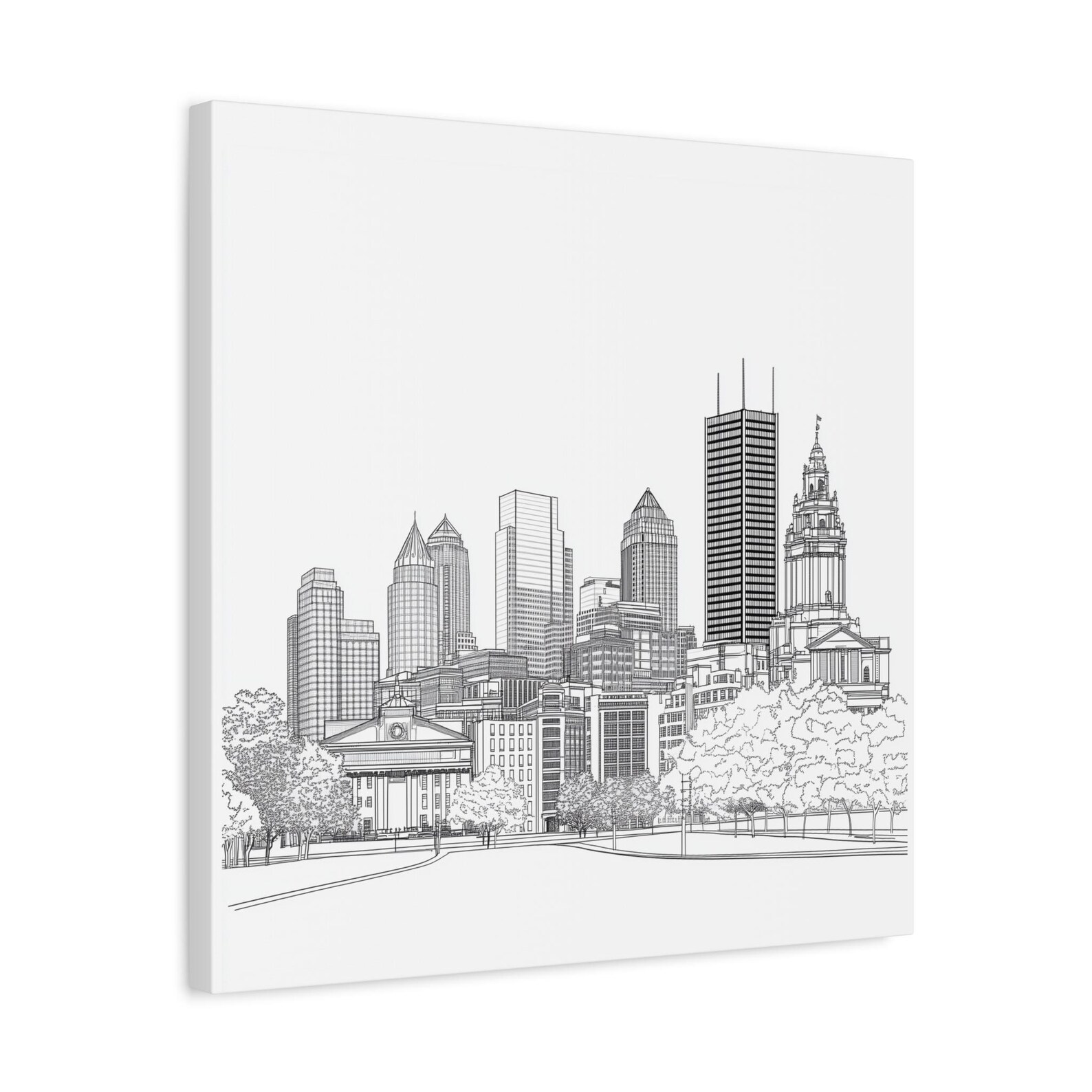 Minimalist Boston Skyline Art Print Black & White Modern Line Drawing ...